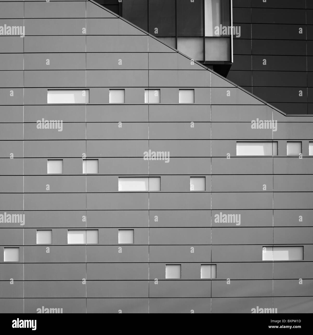 Square view of the detail of a modern building in black and white Stock ...