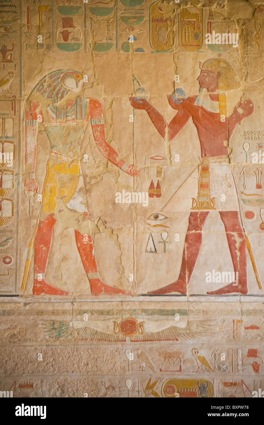 Paintings On Wall Of Mortuary Temple Of Hatshepsut Or Deir El-Bahri ...