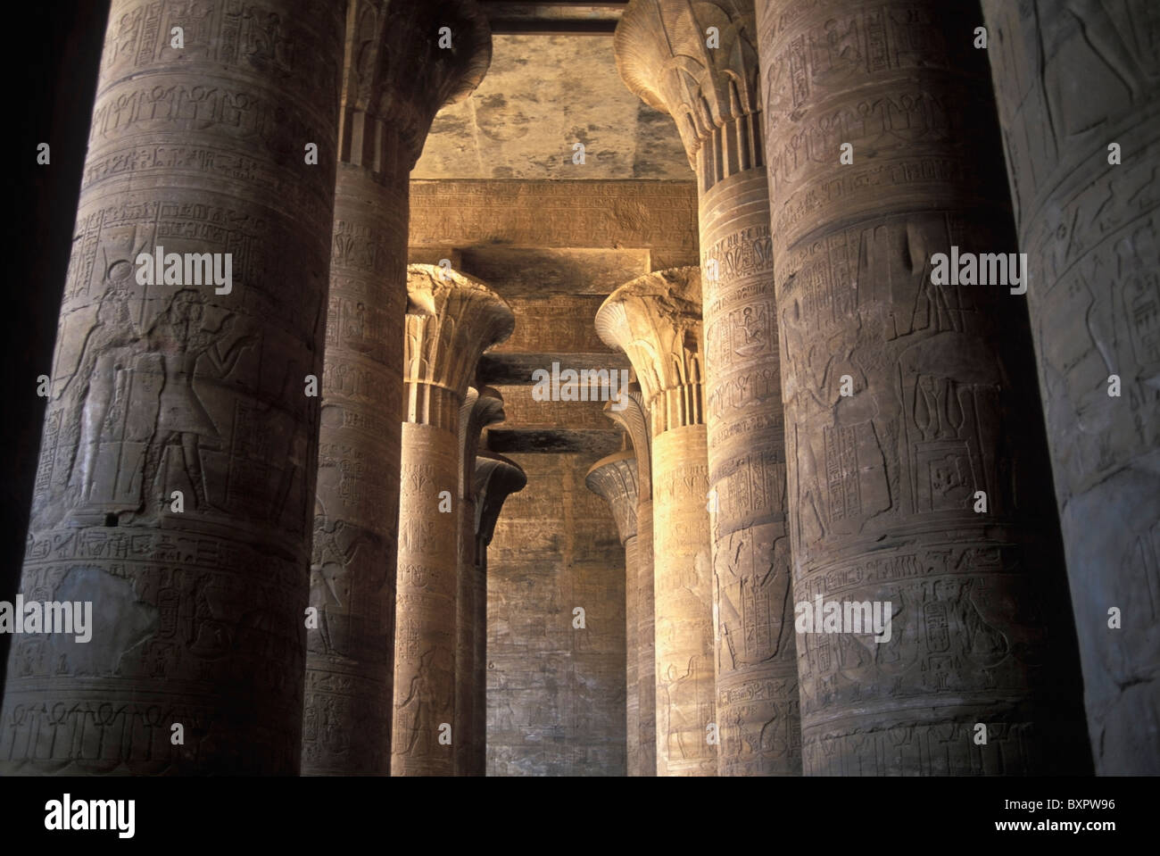 Detail Of Colonnade In First Hypostyle Hall In Edfu Temple Stock Photo ...