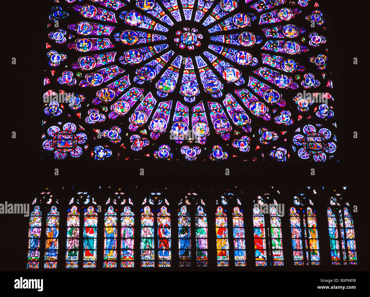 Rose Window Of The Notre Dame Cathedral Stock Photo - Alamy