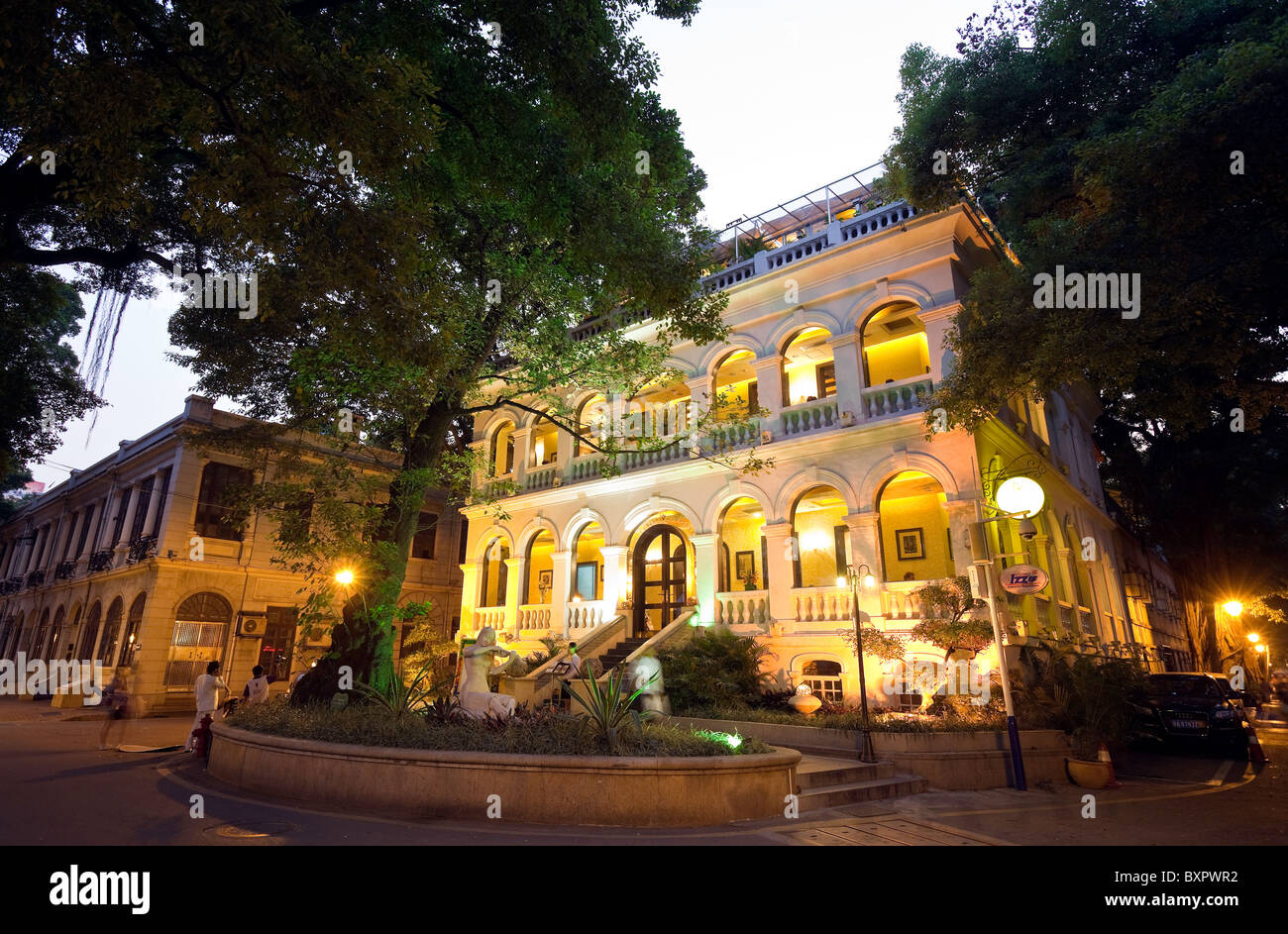 China, Guangdong Province, Guangzhou, restored colonial buildings on ...