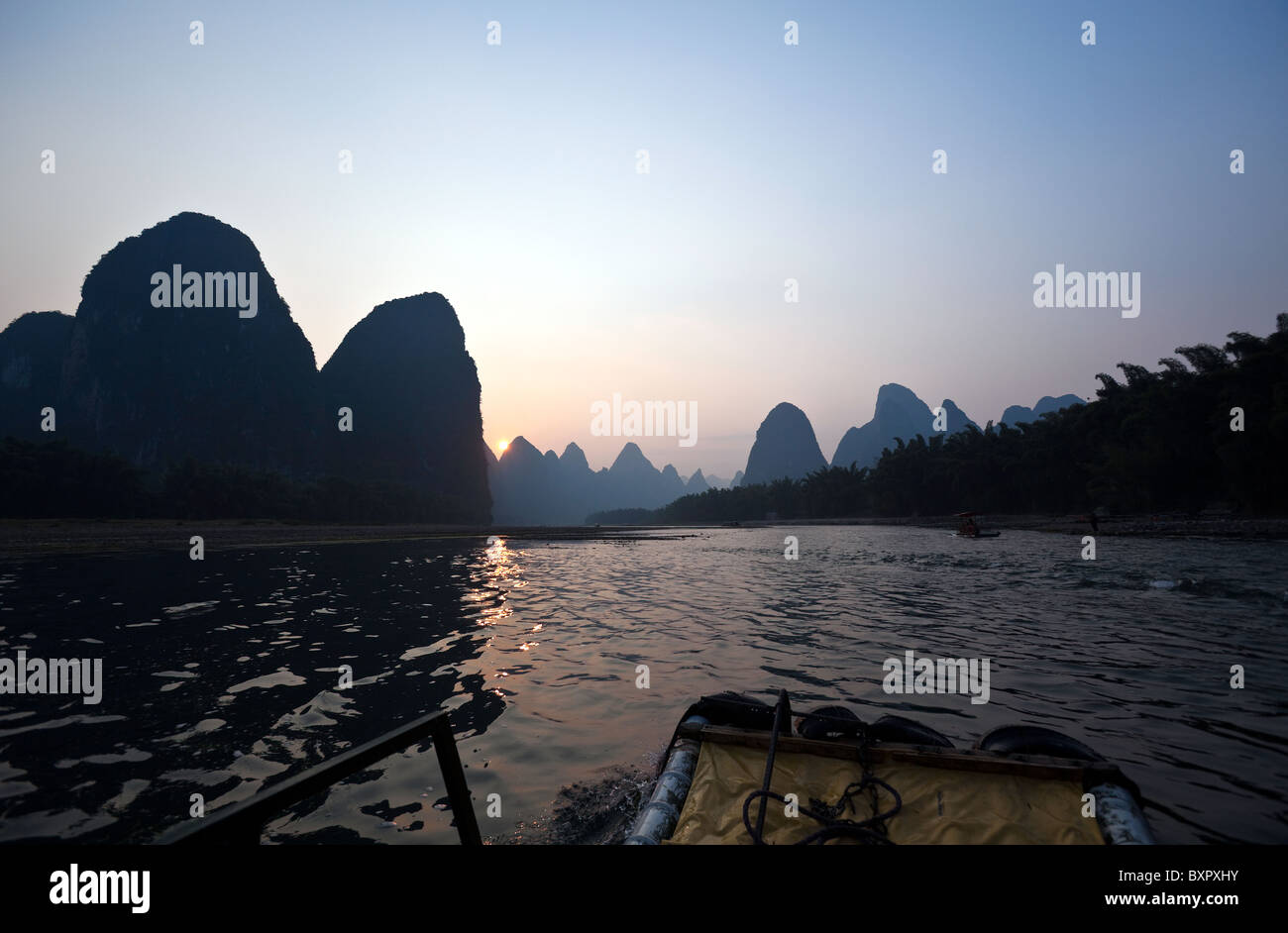 China, Guangxi Province, Guilin. Karst peaks at Xingping, Li River ...