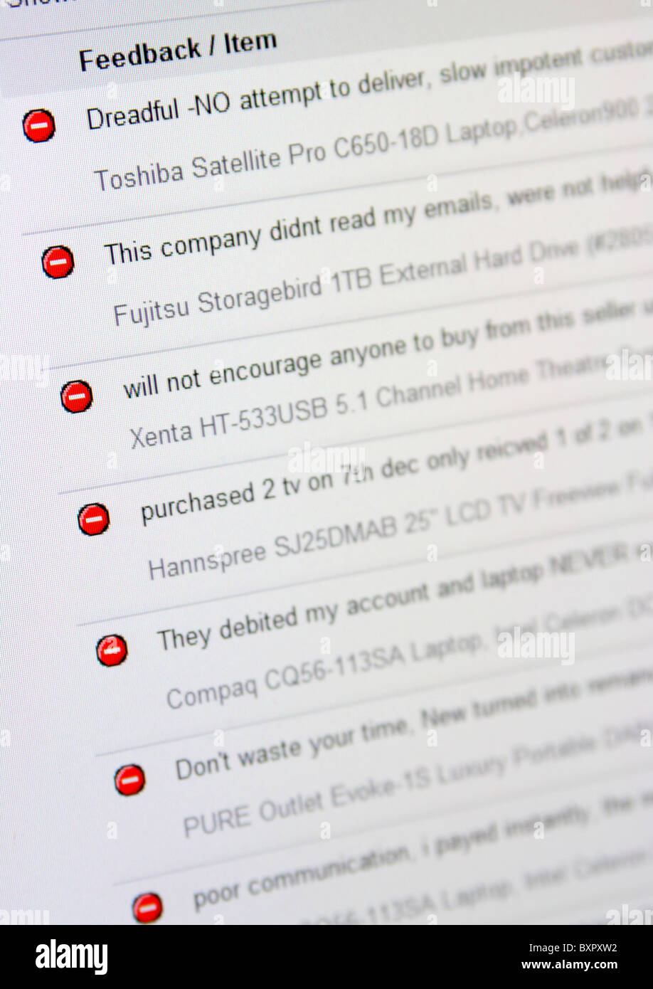 Negative feedback hi-res stock photography and images - Alamy