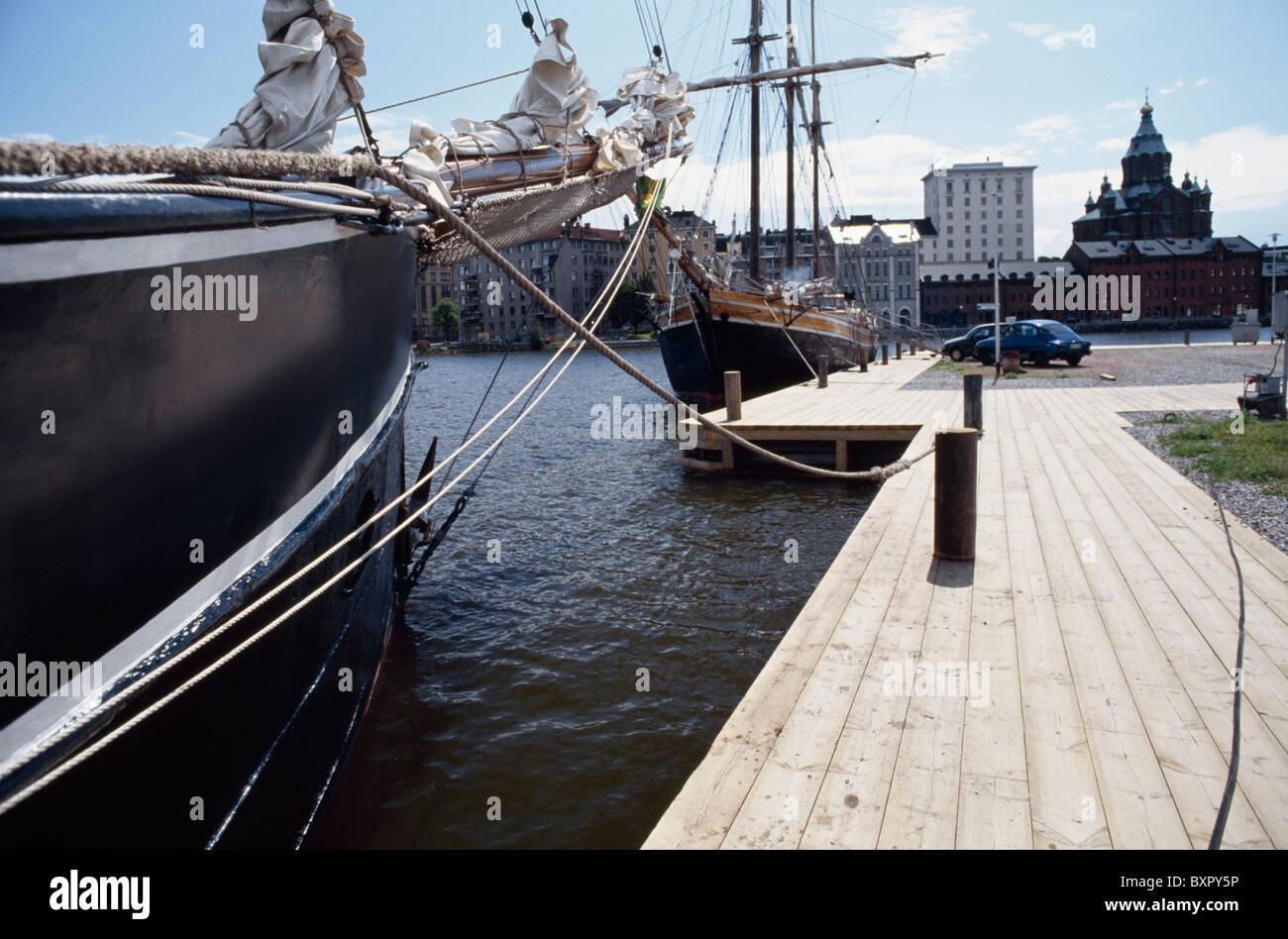 Tall Ships Moored In Port Stock Photo - Alamy