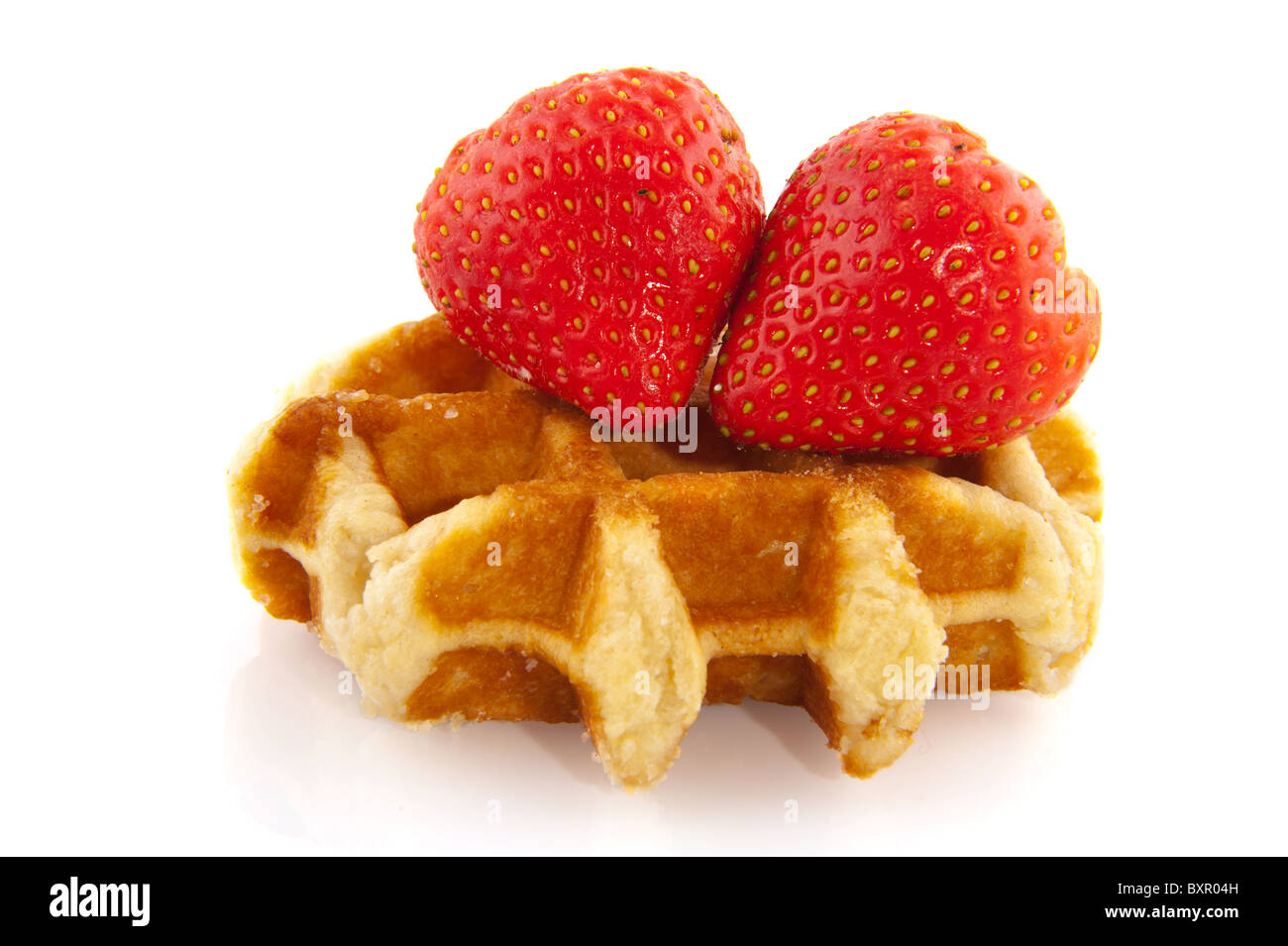 Belgium traditional waffle with strawberries on white background Stock ...
