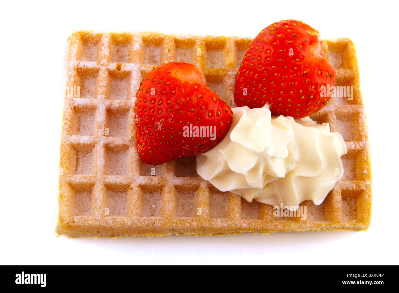 Belgium traditional waffle with strawberries on white background Stock ...