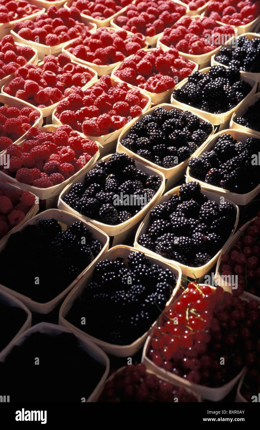 Raspberries, Blackberries, Currants In A Market Stock Photo - Alamy