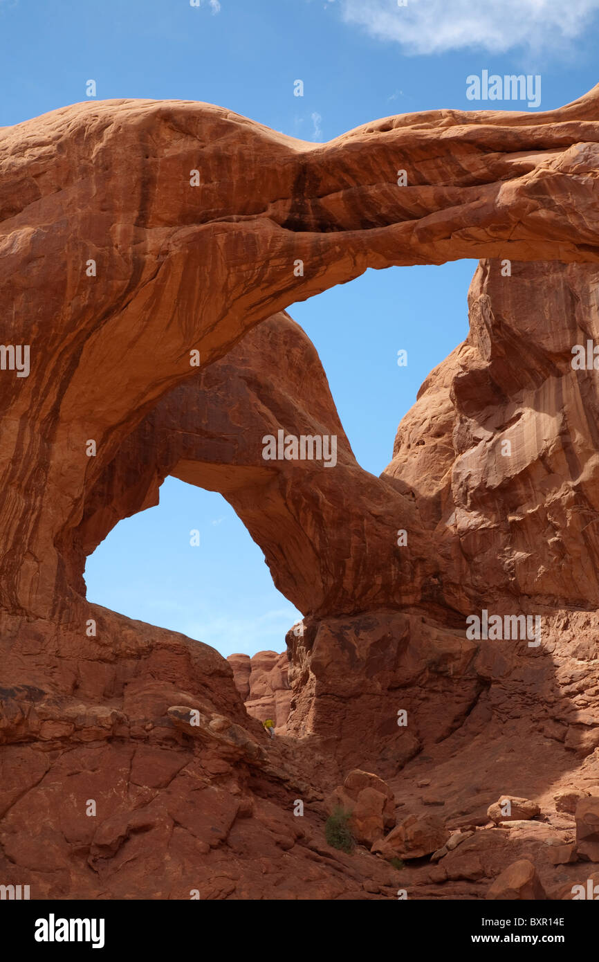 Double Arch rock formation at Arches National Park near Moab in Utah ...