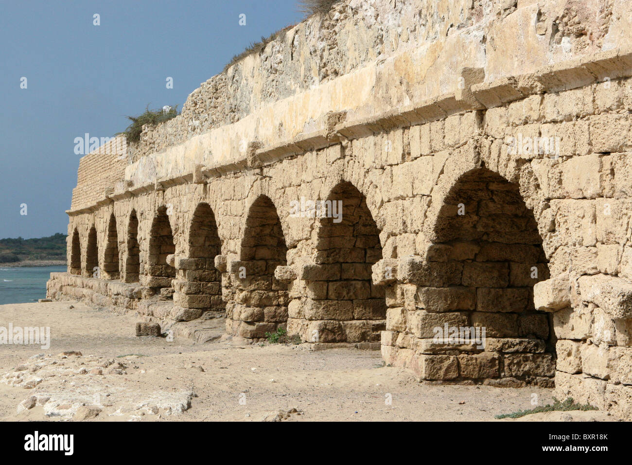 The ruins of this ancient Roman aqueduct were built along the coast of ...