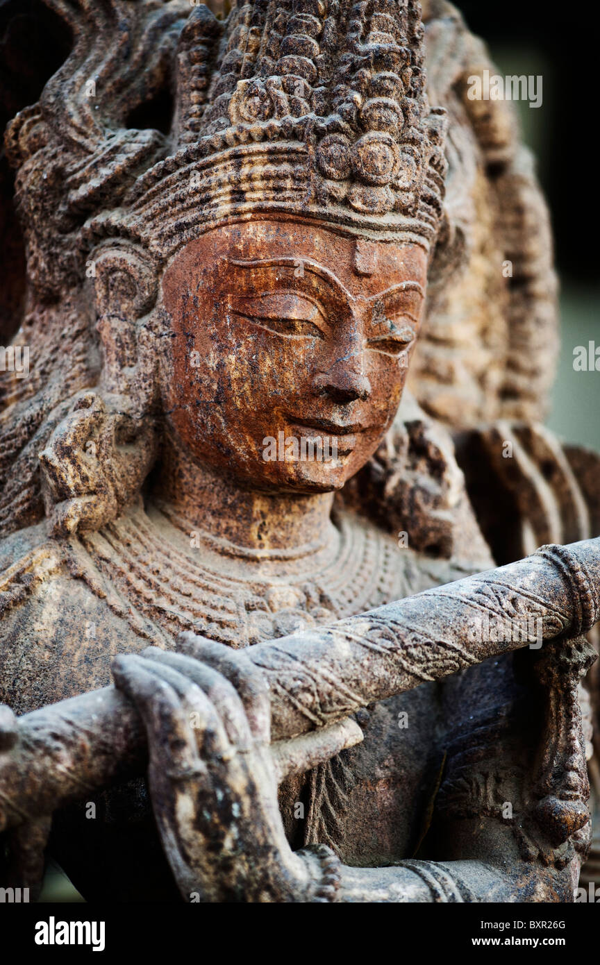 Lord krishna carved stone sculpture hi-res stock photography and images ...