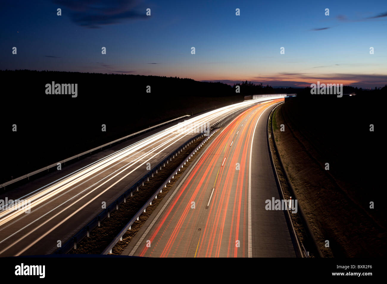 Highway at night Stock Photo - Alamy