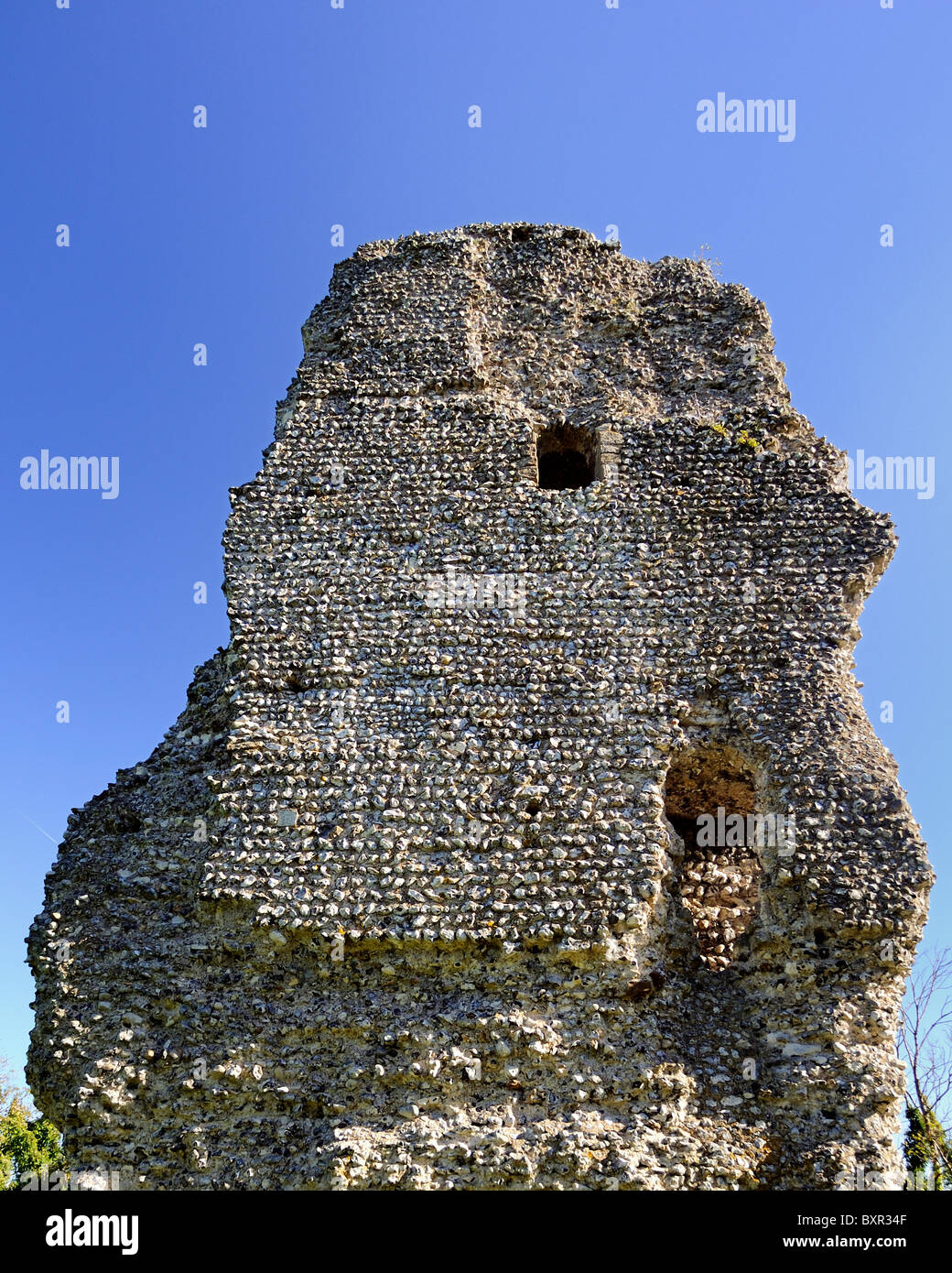 A section of wall still standing at the ruins of Bramber castle Stock ...