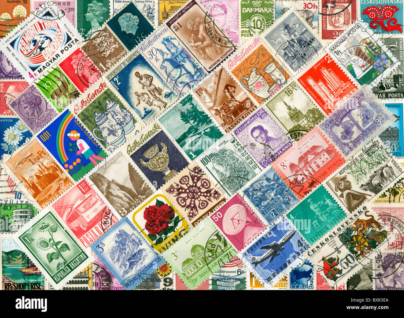 Background of stamps of the world Stock Photo - Alamy