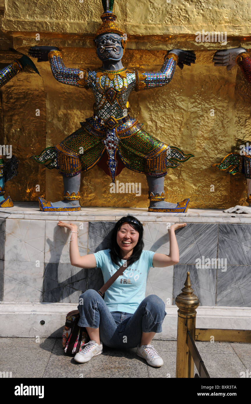 Japaneese Woman play with Guardian mythical demon Stock Photo - Alamy