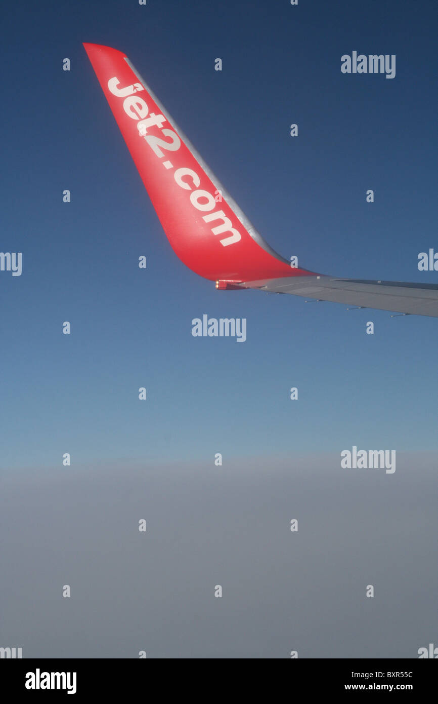 Wingtip of Jet2 757above the clouds Stock Photo - Alamy