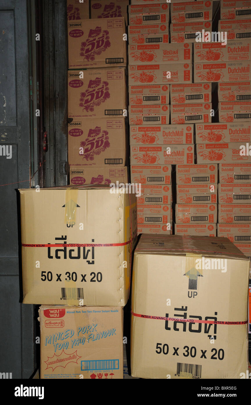 Asian boxes in a warehouse Bangkok Stock Photo - Alamy