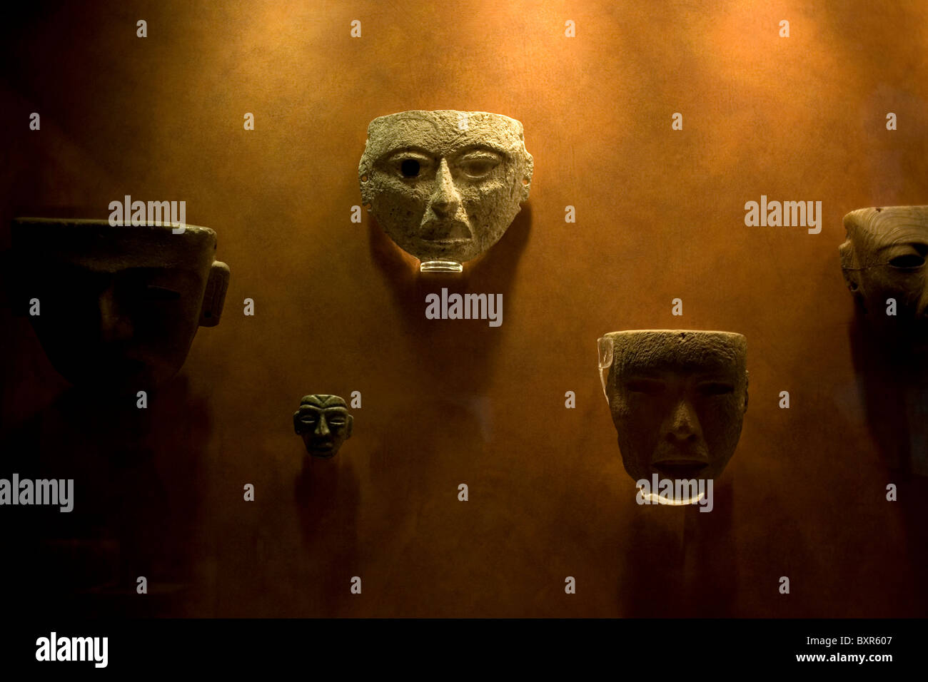 Masks are displayed at the Teotihuacan's gallery in the National Museum ...
