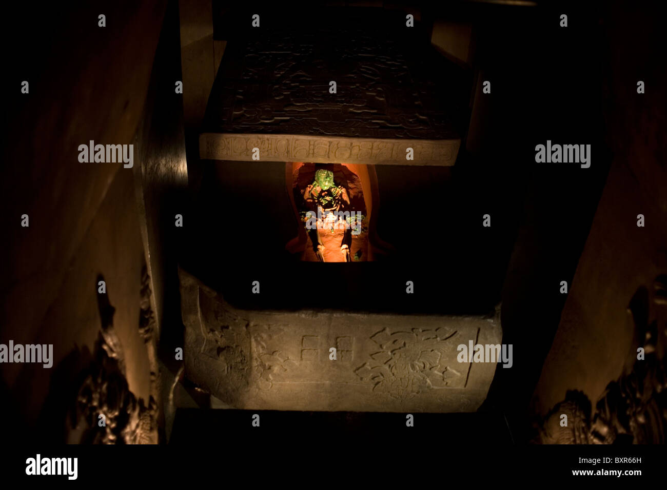 A real-size reproduction of the tomb of the Mayan king Pakal is ...