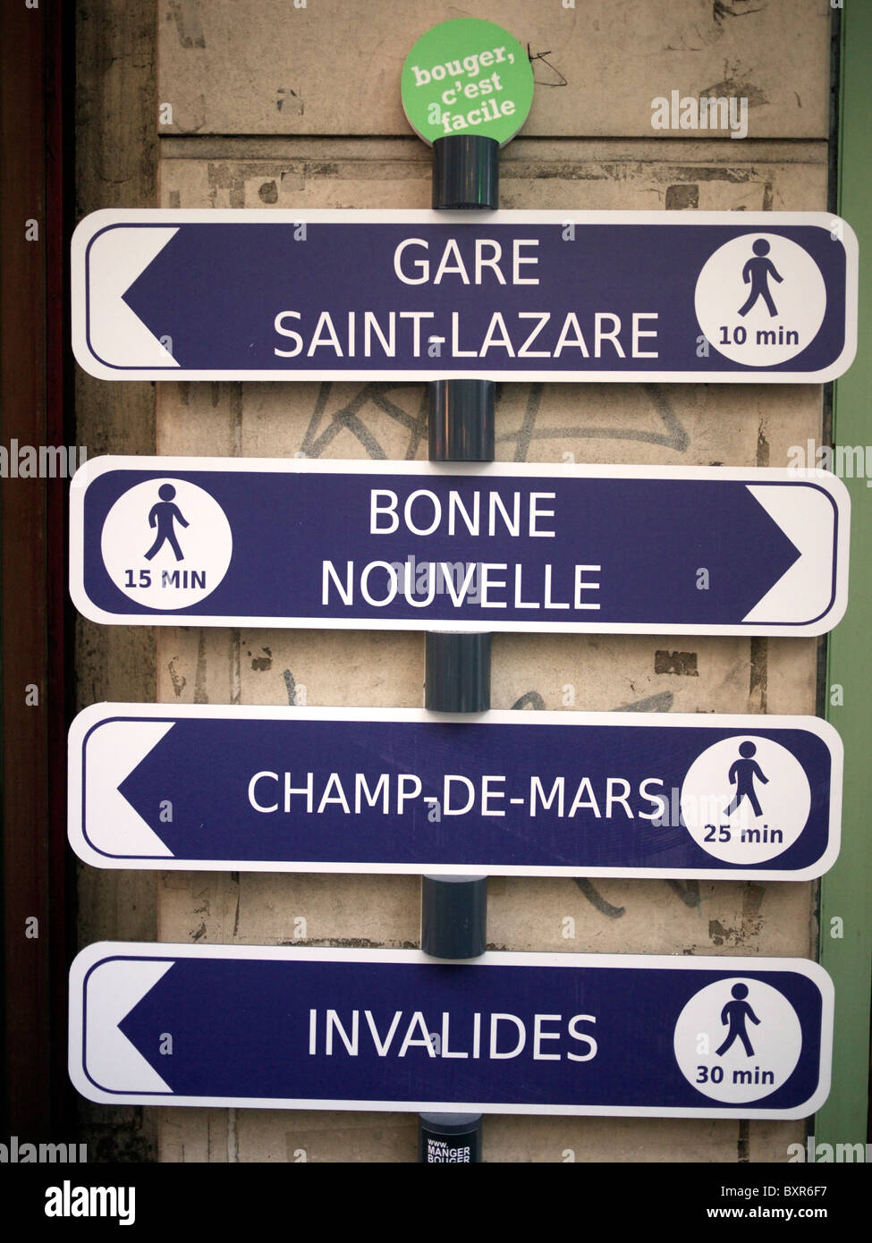 Signs in Paris showing to pedestrians how to get to major points in the ...