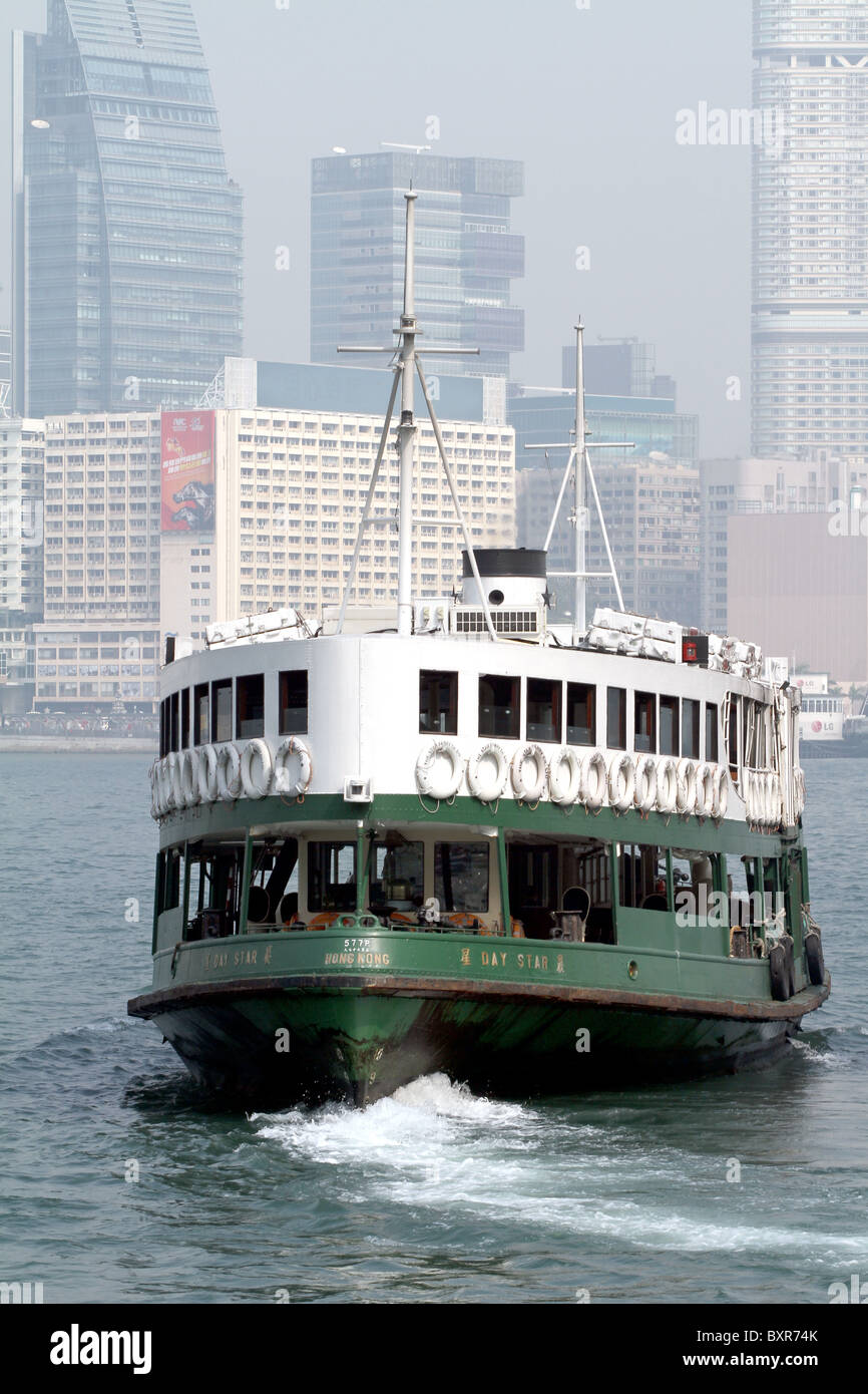 The Star Ferry crossing the harbour between Kowloon and Central in Hong ...