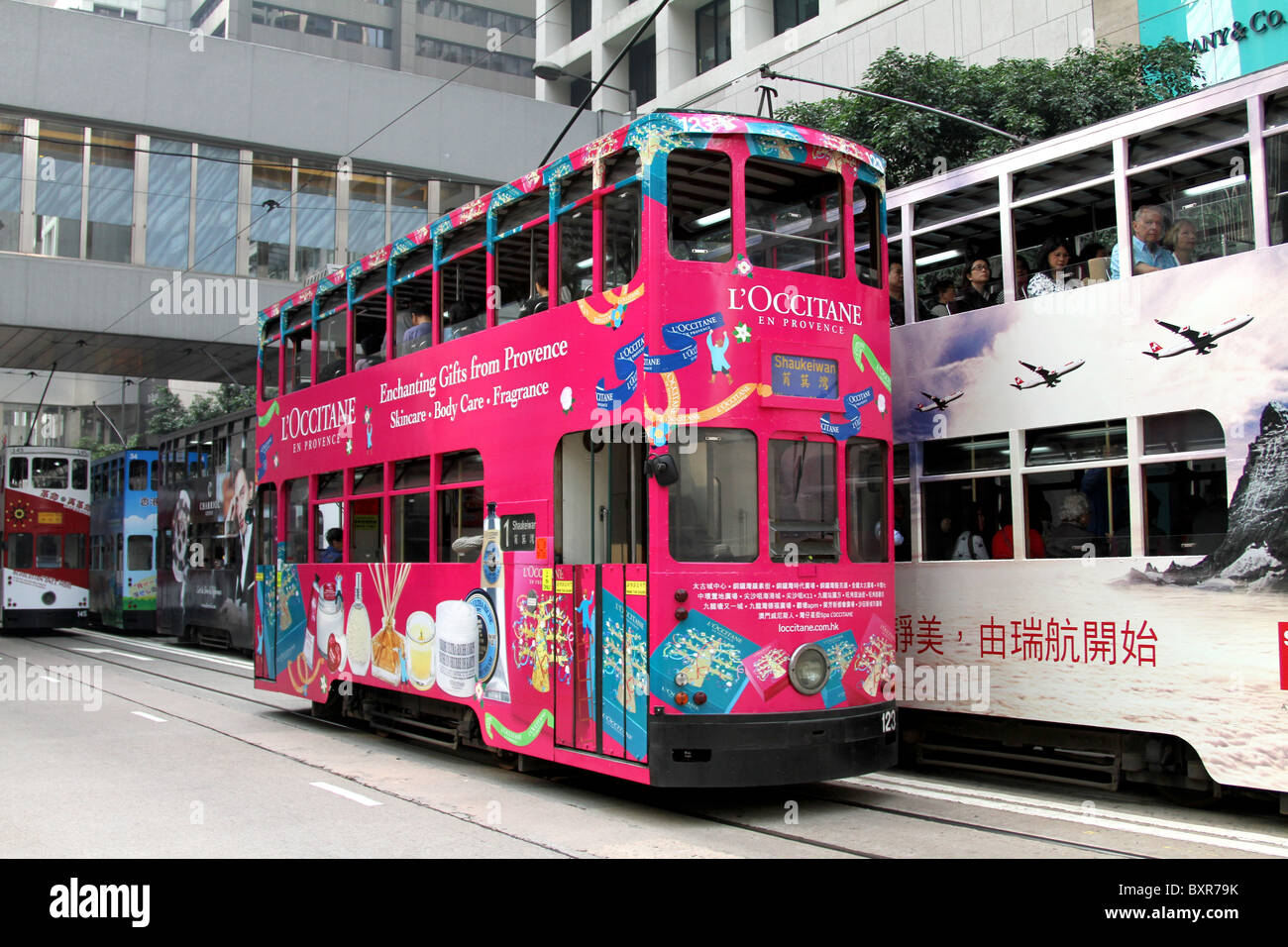 Pink tram in Hong Kong, China Stock Photo - Alamy