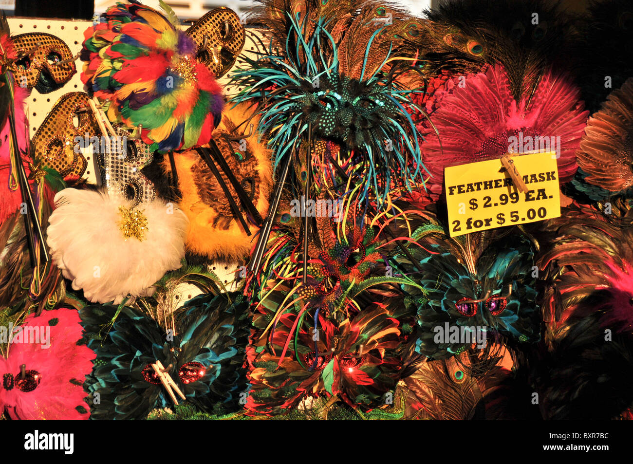 Feathered mask vendor in French Market, French Quarter, New Orleans ...