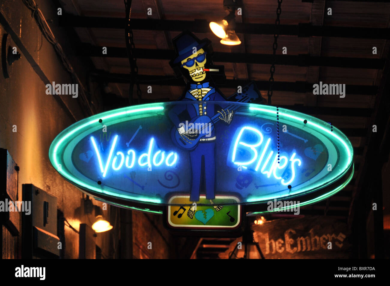Voodoo Blues' neon sign on Bourbon Street, French Quarter, New Orleans ...
