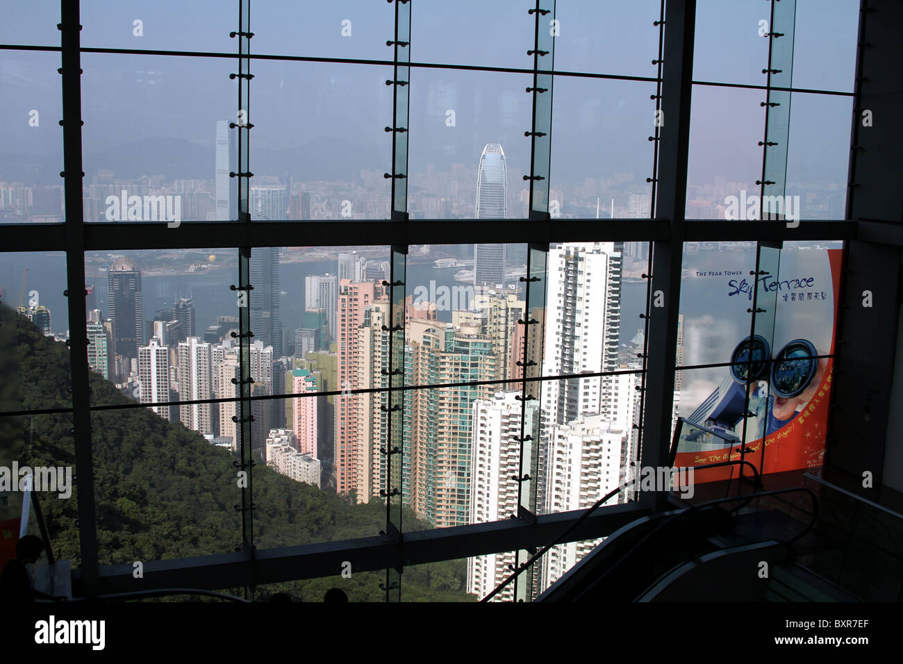 Hong Kong skyline from The Peak sky terrace building in Hong Kong ...