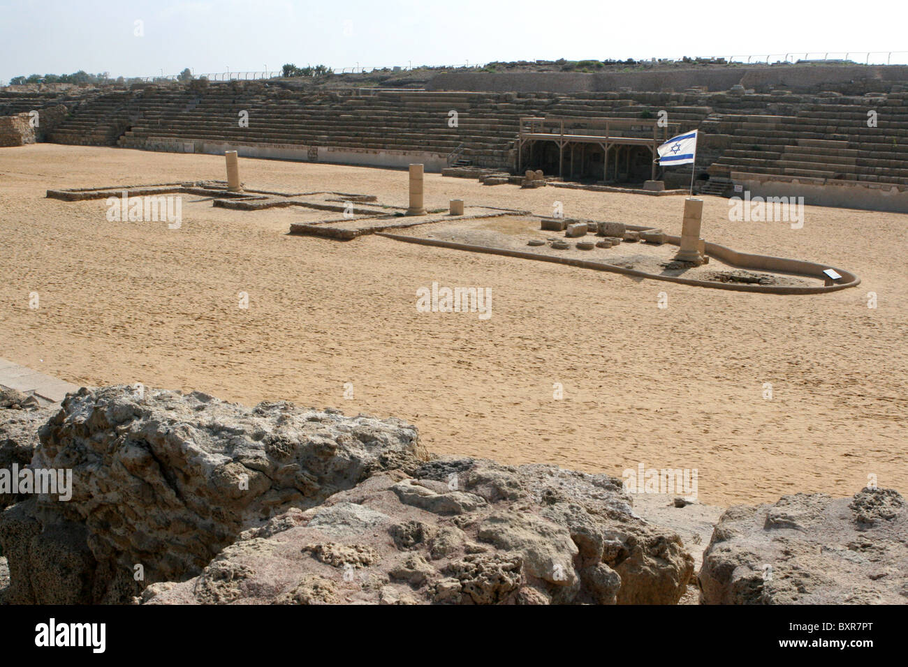 Remnants of the ancient Roman Amphitheater at Caesarea Maritima, Israel ...