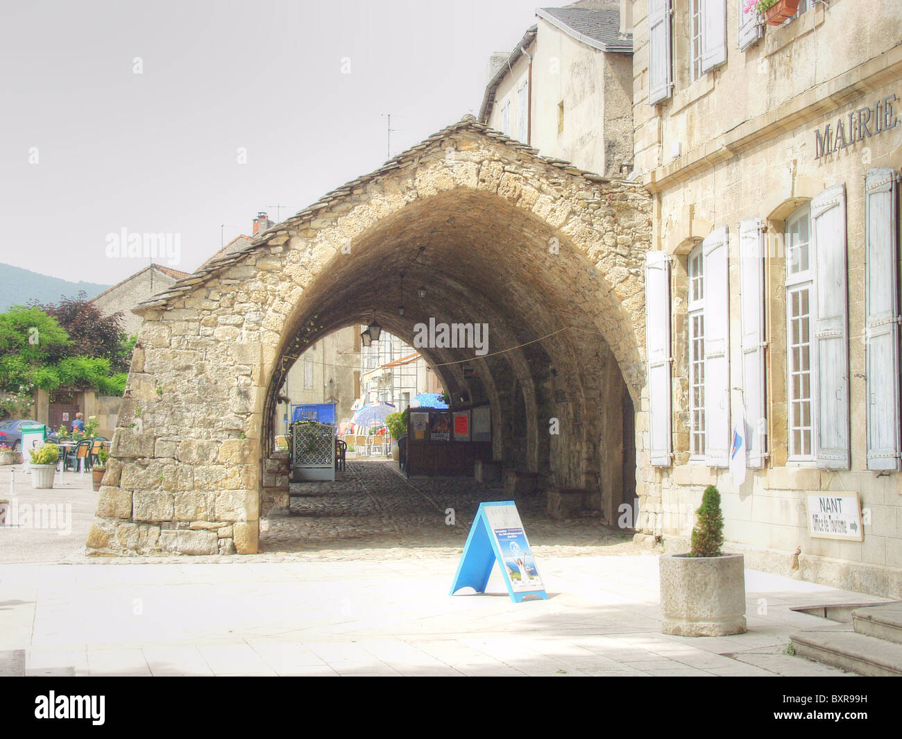 A stone Arcade at Nant in the Aveyron France Stock Photo - Alamy