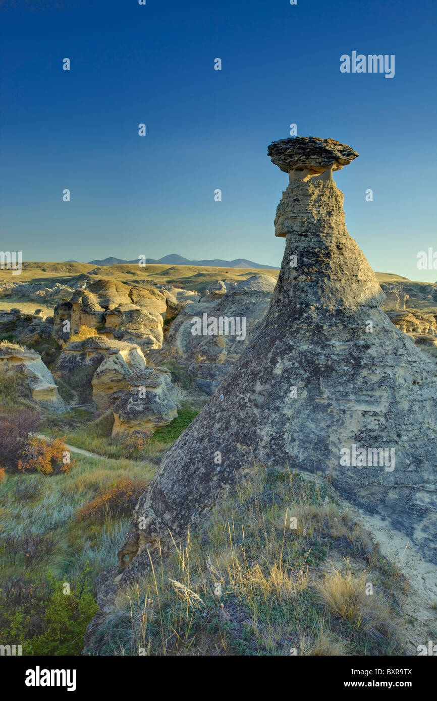 Capped Hoodoo, Writing-On-Stone Provincial Park, Alberta, Canada Stock ...