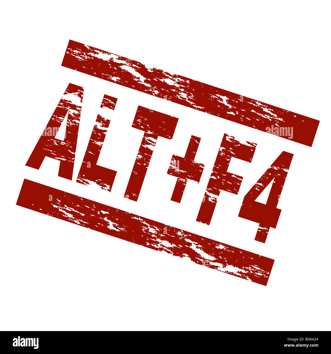 Stylized red stamp showing the term ALT+F4. All on white background ...