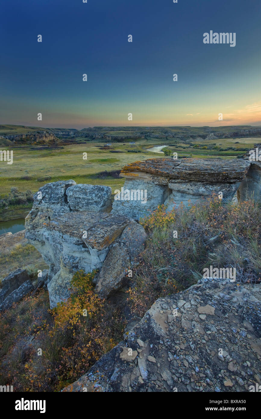 Milk River After Sunset, Writing-On-Stone Provincial Park, Alberta ...