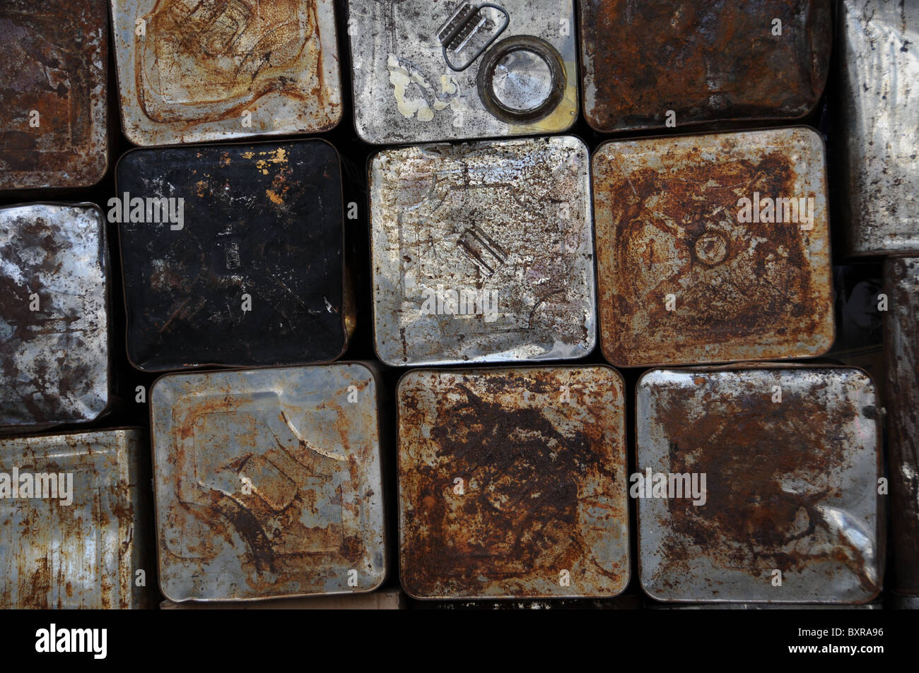 Rusty metal cans Stock Photo - Alamy