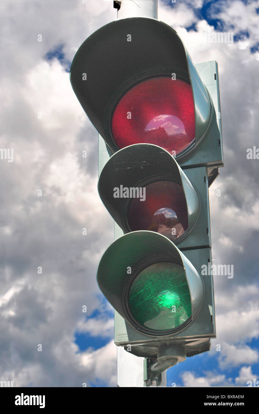 traffic signals with the background sky and clouds Stock Photo - Alamy