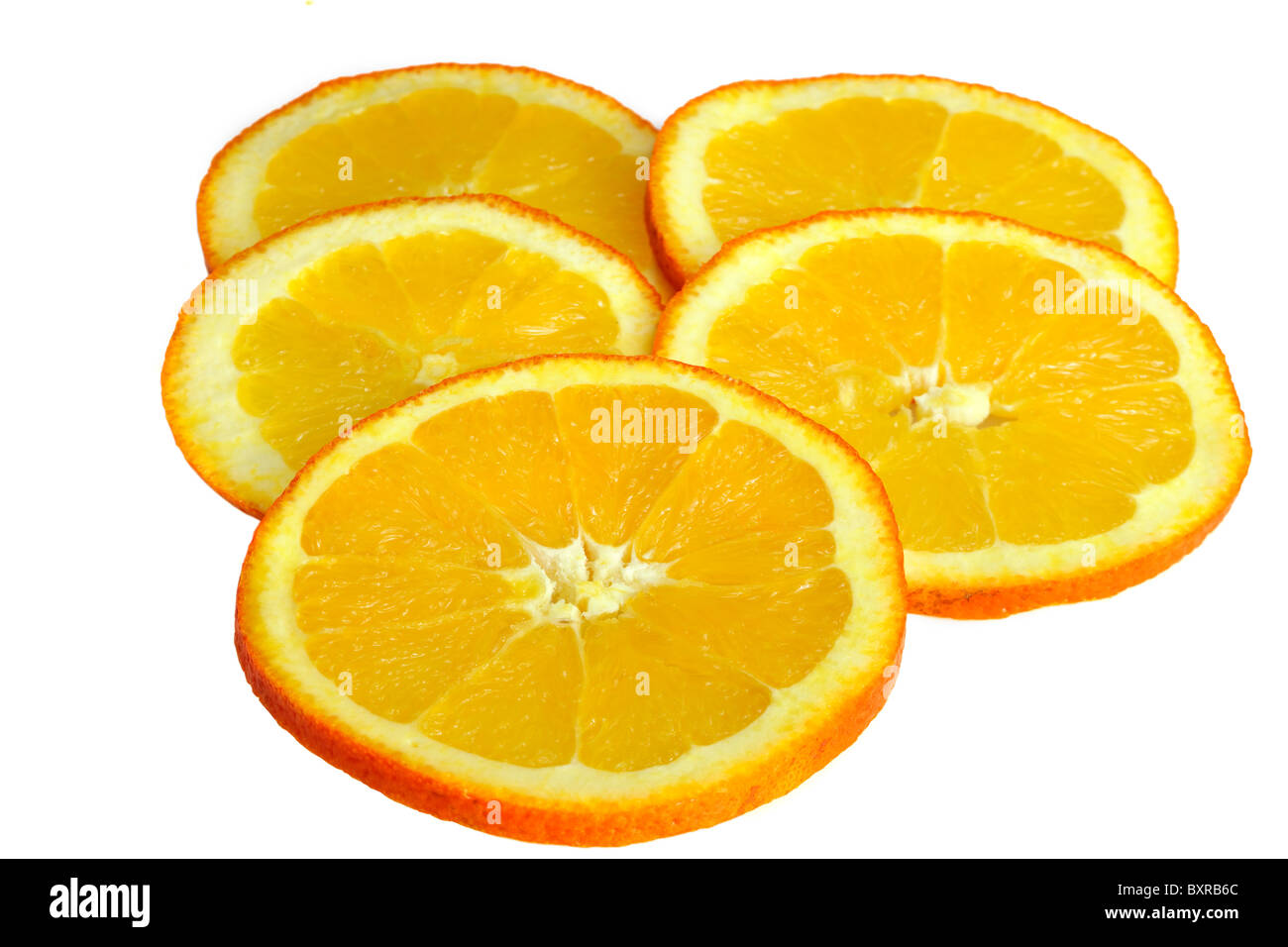 Five slices of orange Stock Photo - Alamy