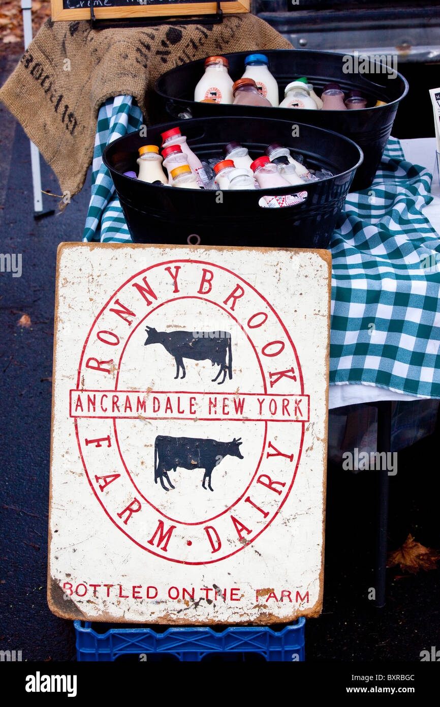 Ronnybrook drinkable yogurt at a farmers' market in Hyde Park, New York ...