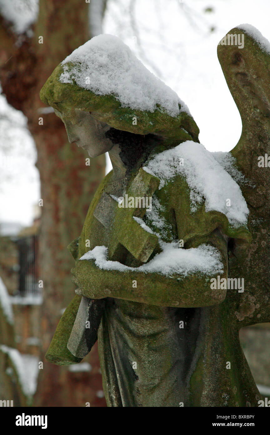 Winter image of a snow-covered Stone Angel in Ladywell & Brockley ...