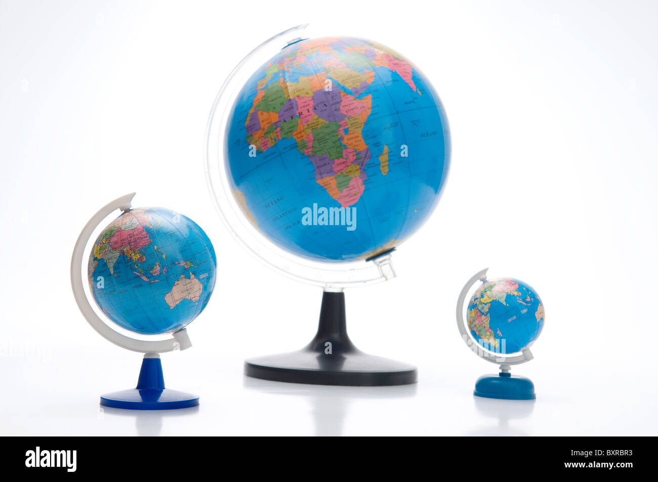 Three world globes hi-res stock photography and images - Alamy