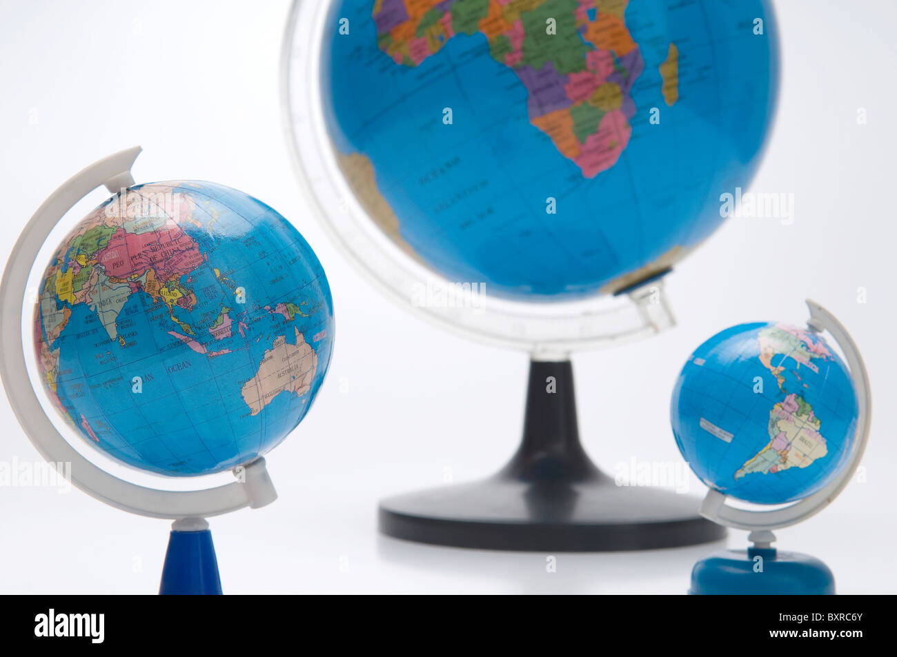 Three earth globes Stock Photo - Alamy