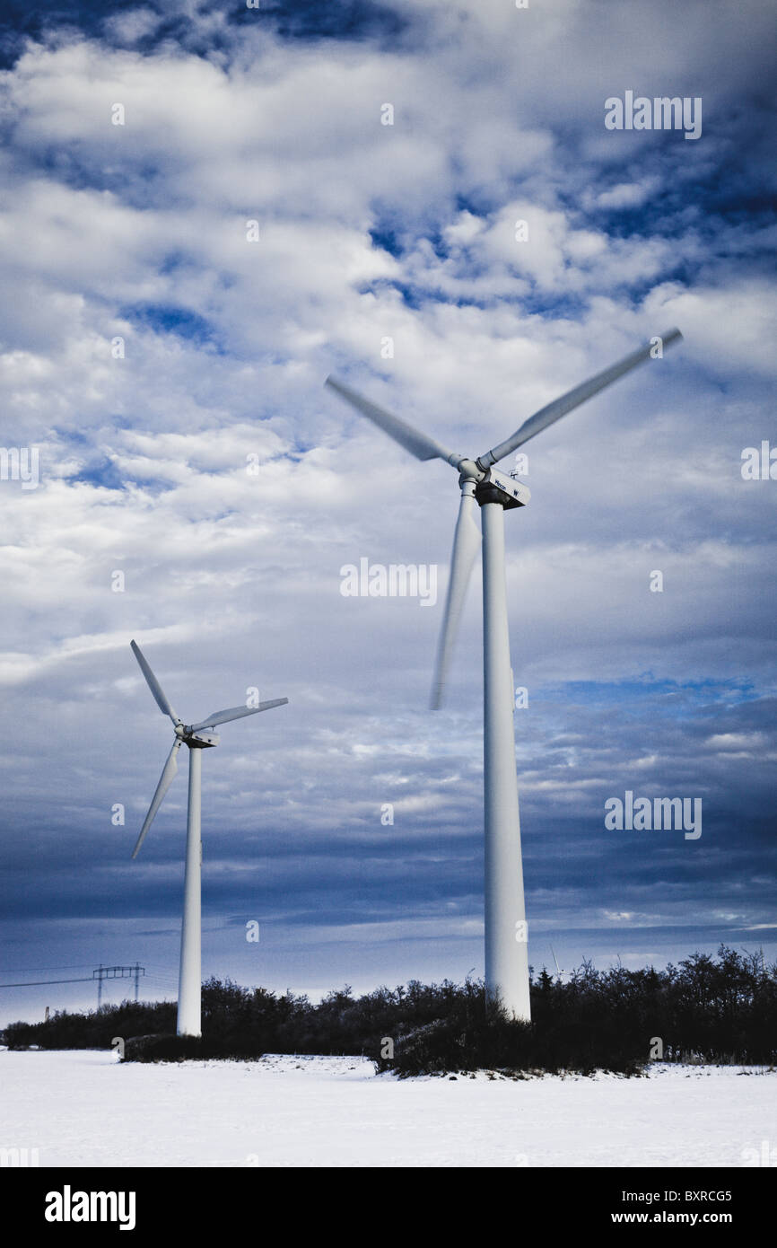 Wind mills on the danish landscape Stock Photo - Alamy