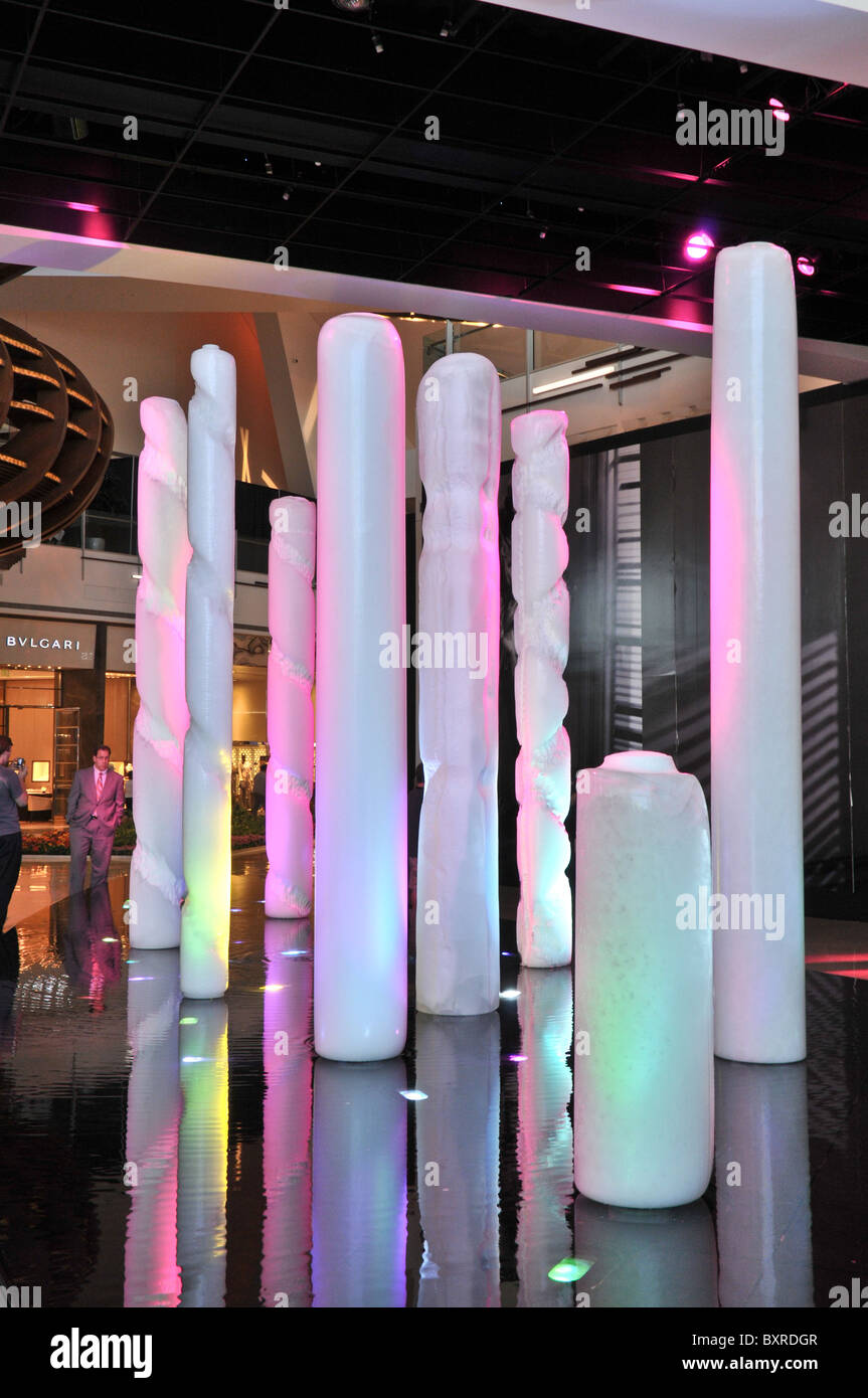 Permanent sculptures of ice on refrigerated columns, City Center, Las ...