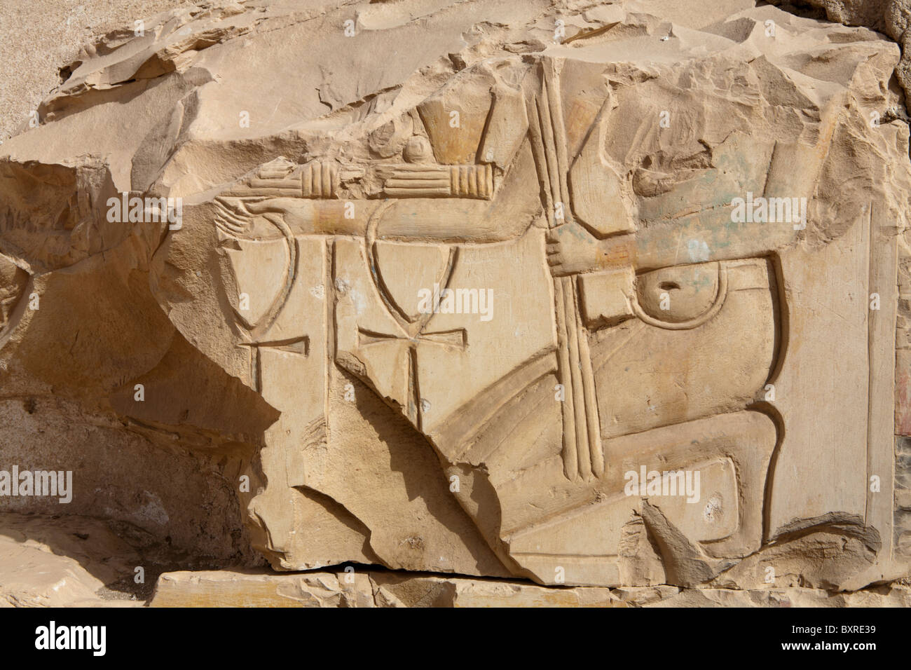 Close up of relief of Nile God at the Temple of Ramesses II close to ...