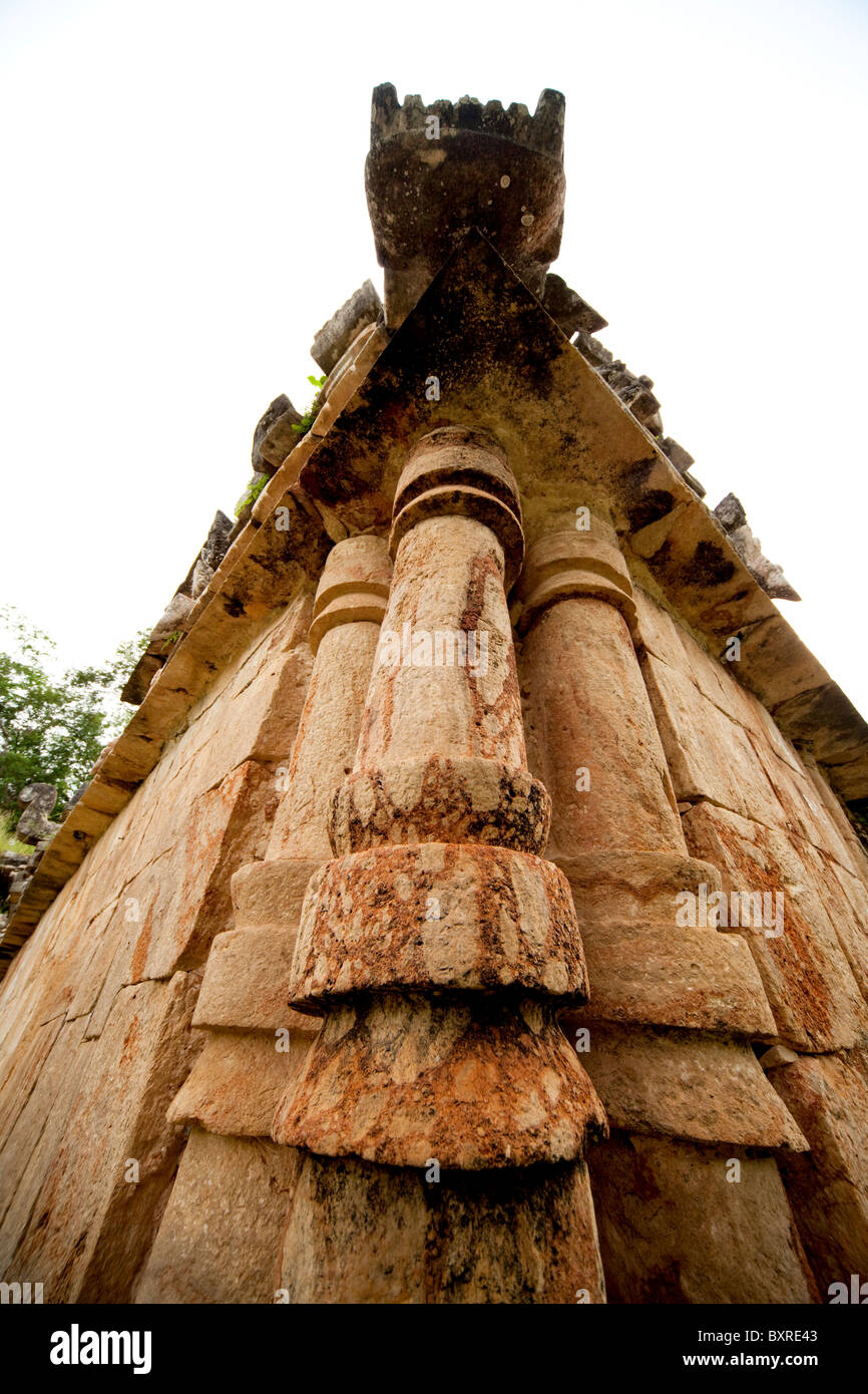 DETAIL OF THE PALACE, PUCC MAYAN RUINS OF LABNA, YUCATAN, MEXICO Stock ...
