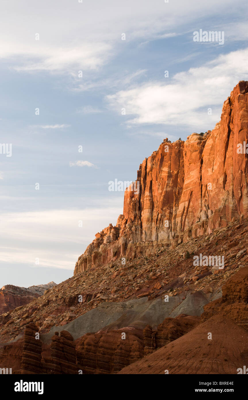 Red cliffs of Capitol Reef at sunset, Capitol Reef National Park, Utah ...