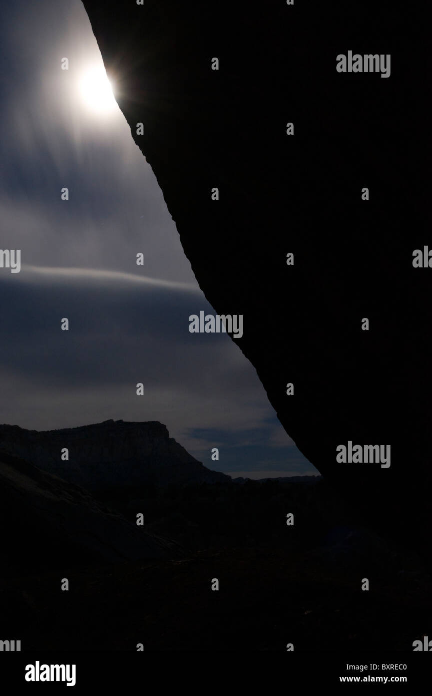night landscape with moon at Capitol Reef National Park, Utah Stock ...