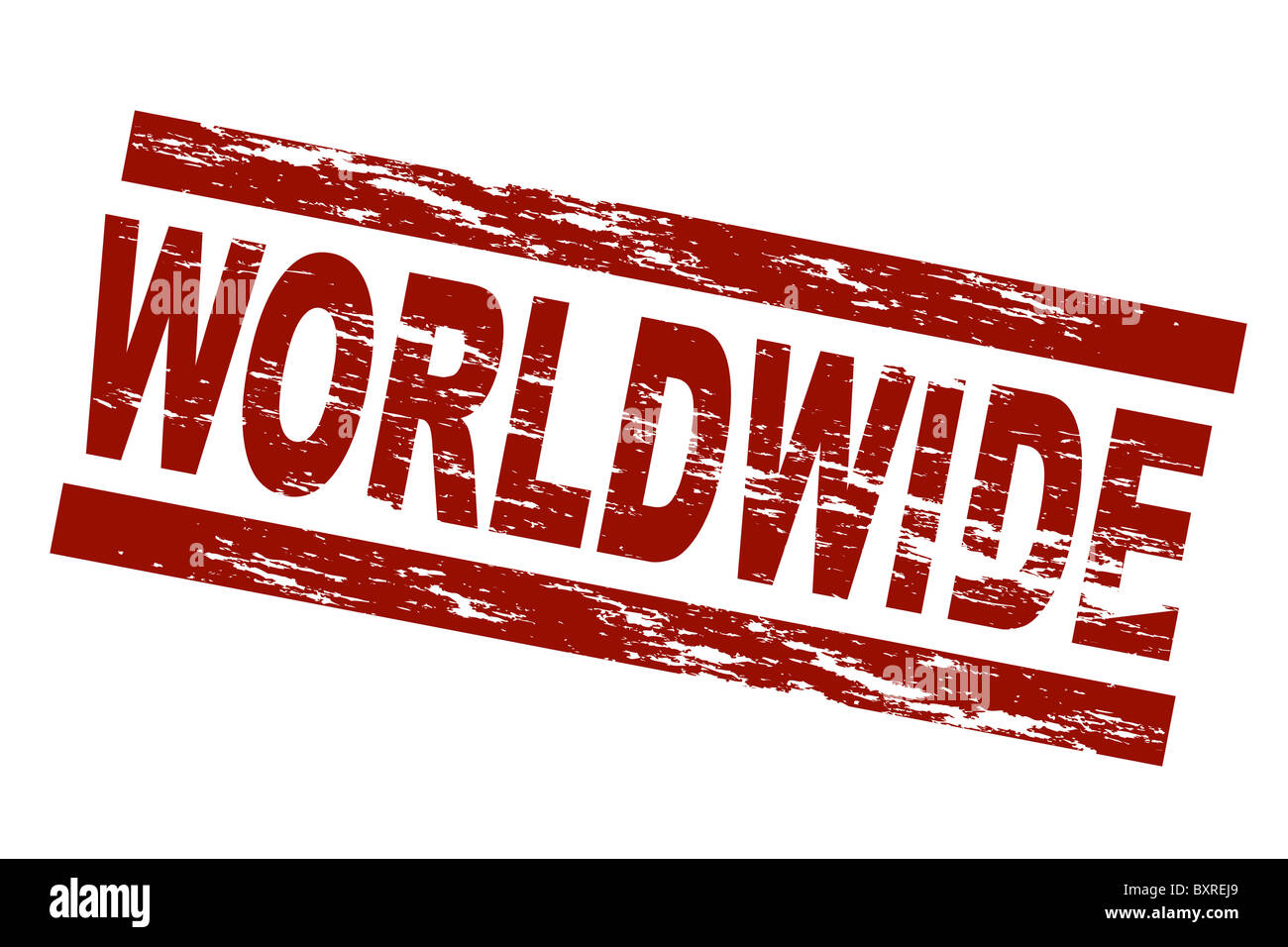 Stylized red stamp showing the term worldwide. All on white background ...