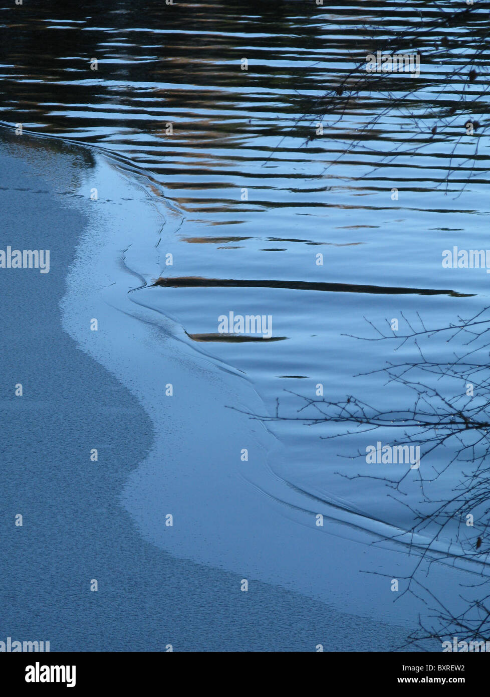 Patterns on ice and water Loch Ard Stirlingshire Scotland Stock Photo ...