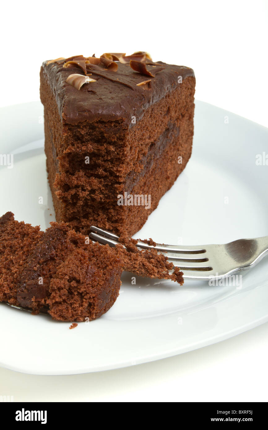 Slice of homemade Chocolate Cake isolated on white Stock Photo - Alamy
