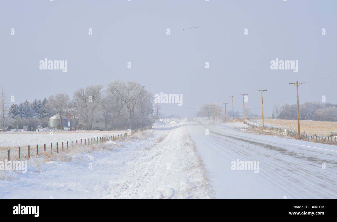 snow packed road in southern alberta canada Stock Photo - Alamy
